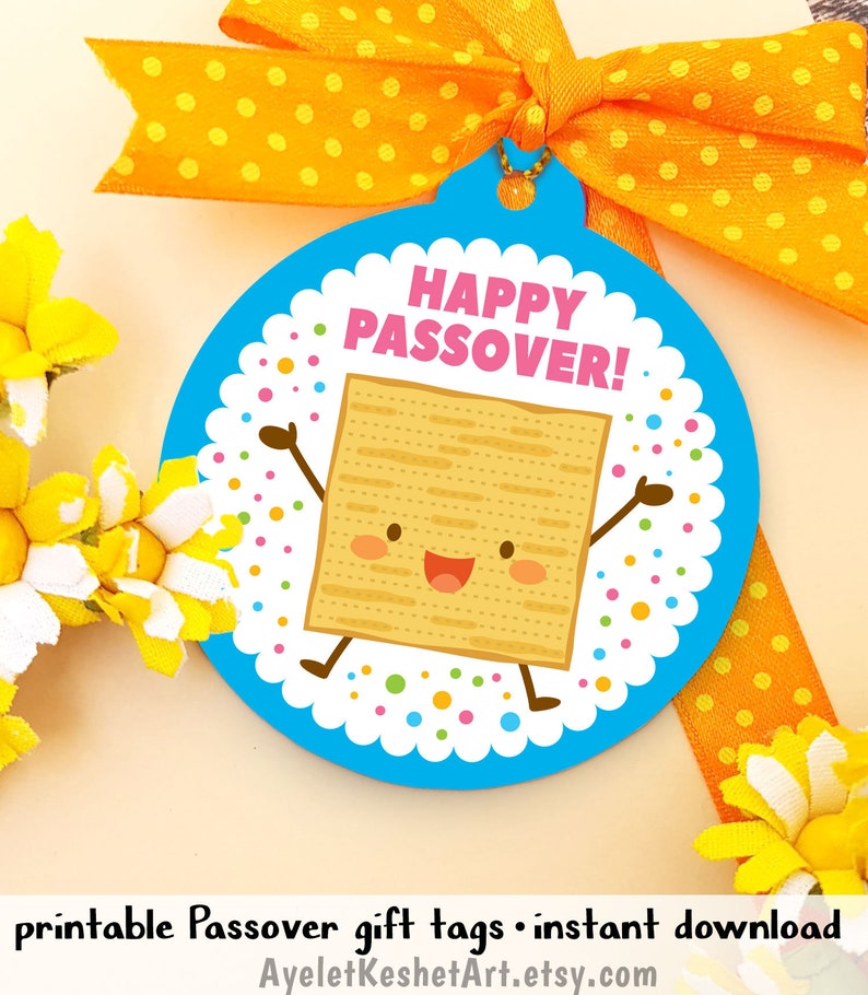 Happy Passover Printable Gift Tag With a Cute Illustration of | Etsy Israel
