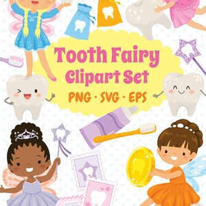 Tooth Fairy Clipart Bundle. Cute Tooth Fairies, Kawaii Teeth, Tooth ...