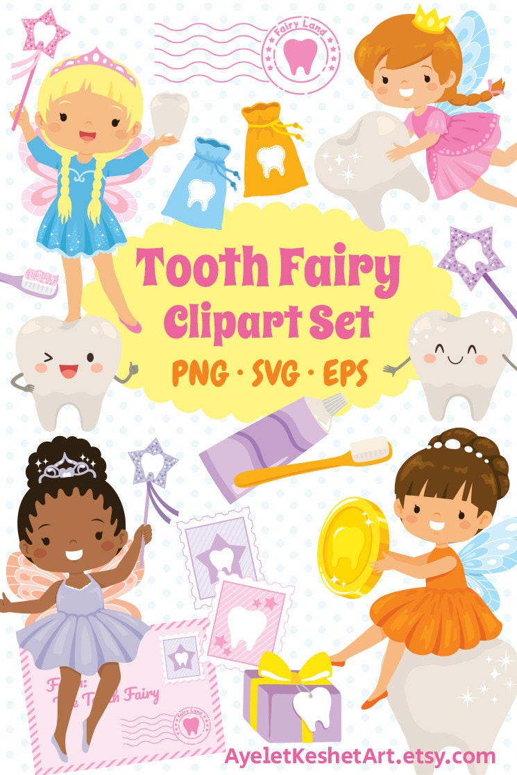 Tooth Fairy Clipart Bundle. Cute Tooth Fairies Kawaii Teeth - Etsy Israel