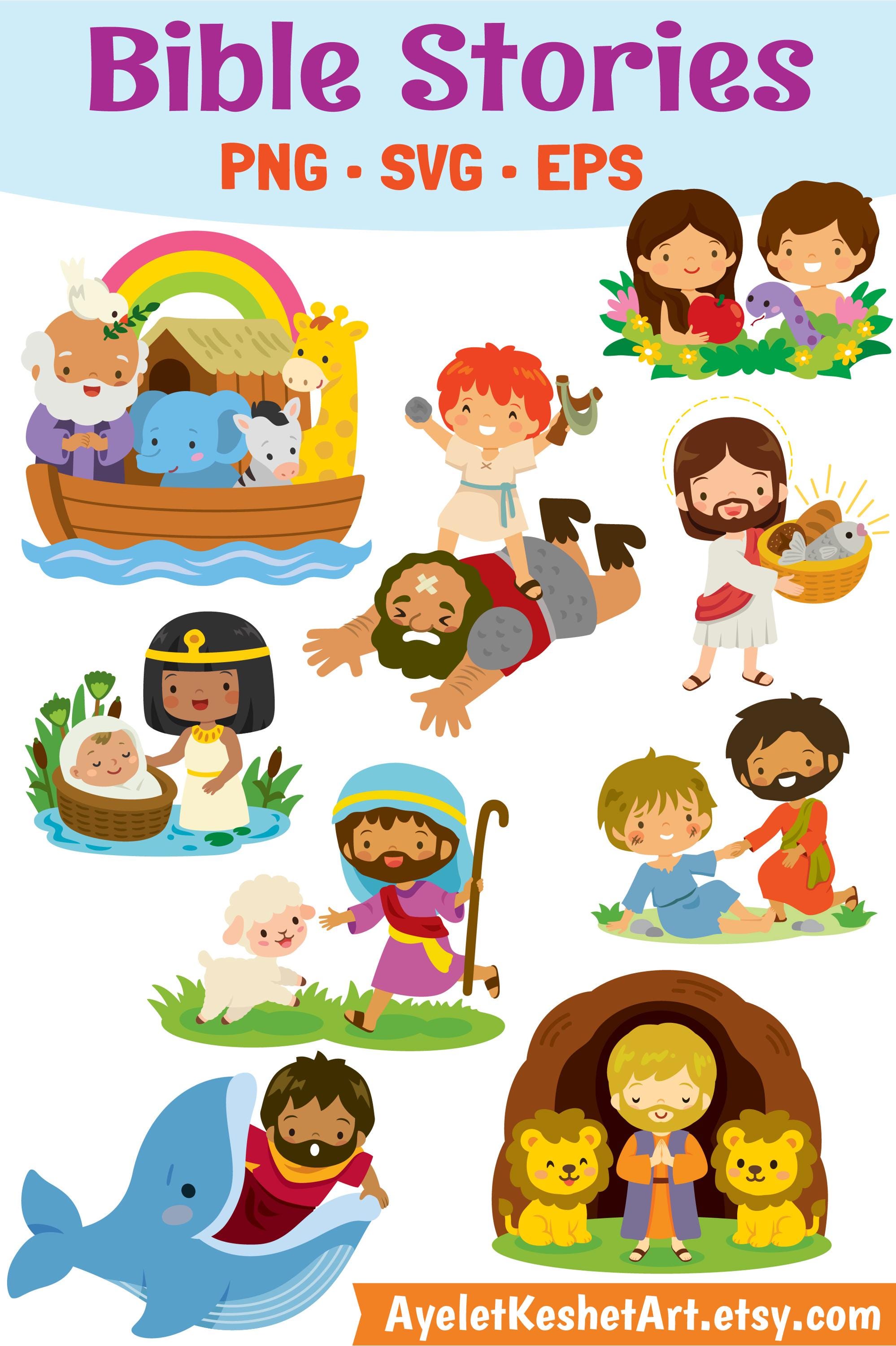 Bible Stories Clip Art: Cute Illustrations of Famous Bible Characters ...