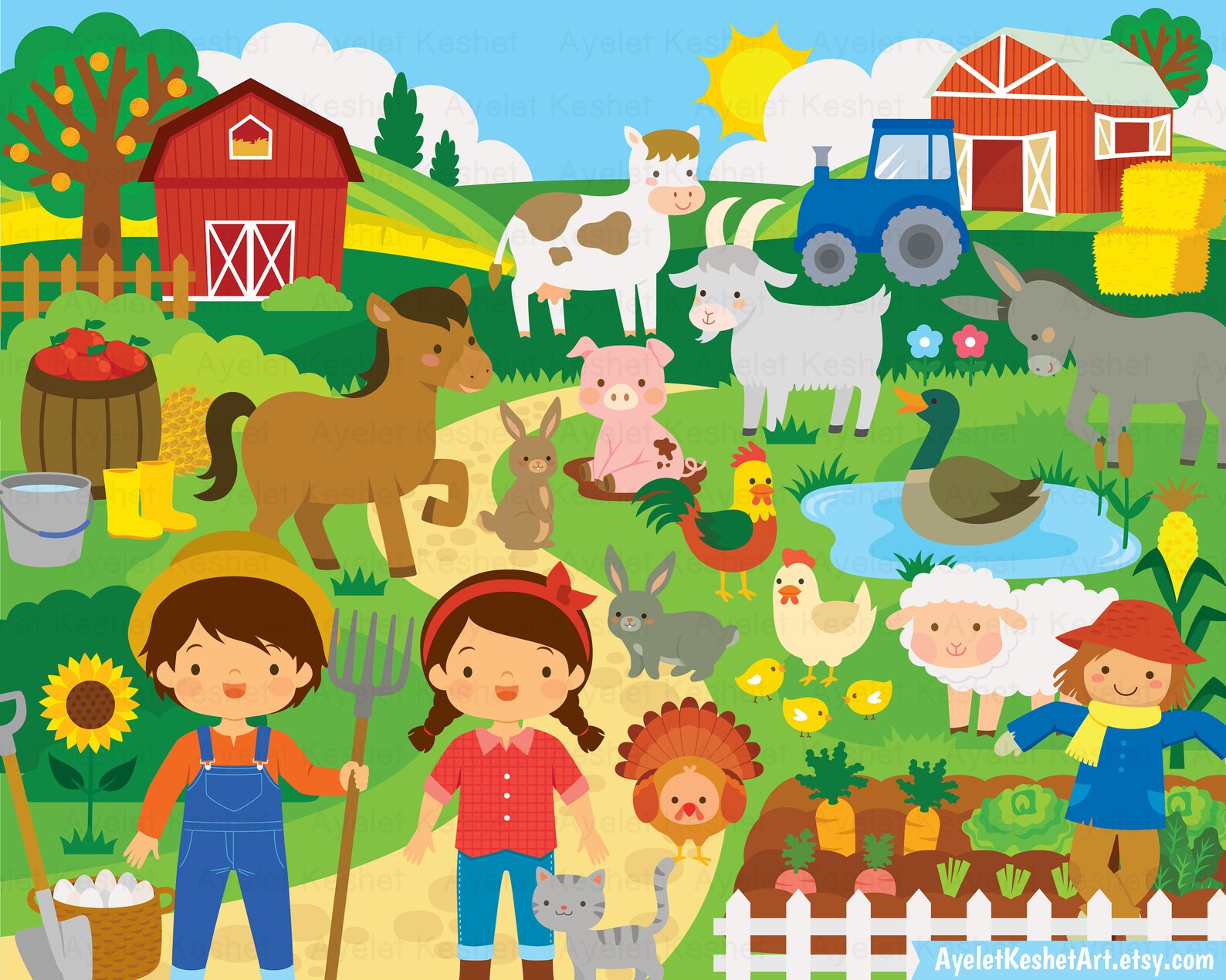 Big Farm Clipart Bundle. Farm Animals Farm Life and Farm - Etsy Israel