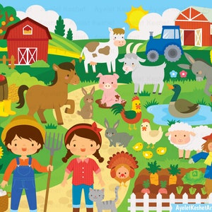 Big Farm Clipart Bundle. Farm Animals, Farm Life and Farm Kids, Plus ...