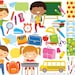 School Kids Clipart Set & Digital Paper. Digital Clipart Bundle for ...