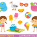 Summer Clipart Set. Cute Beach Clipart Bundle for Personal & Commercial ...