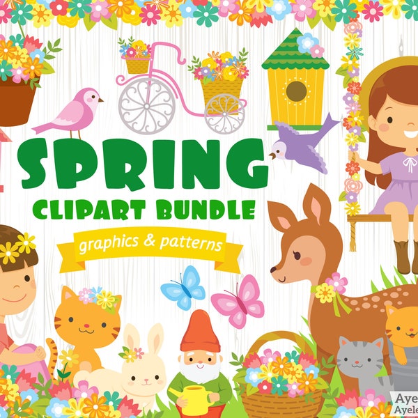 Cute Spring Clipart - Etsy