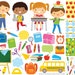 School Kids Clipart Set & Digital Paper. Digital Clipart Bundle for ...