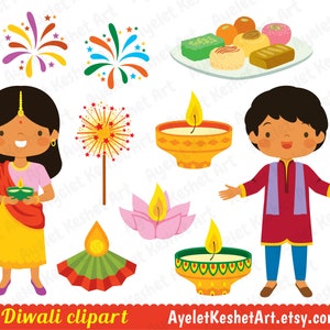 Diwali Clipart Set - Cute Graphics of the Indian Holiday Diwali ...
