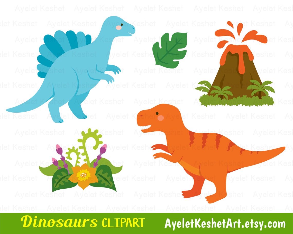 Dinosaur Clipart Set. Cute Dinosaurs Clipart Bundle for - Etsy Canada