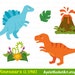Dinosaur Clipart Set. Cute Dinosaurs Clipart Bundle for Personal ...