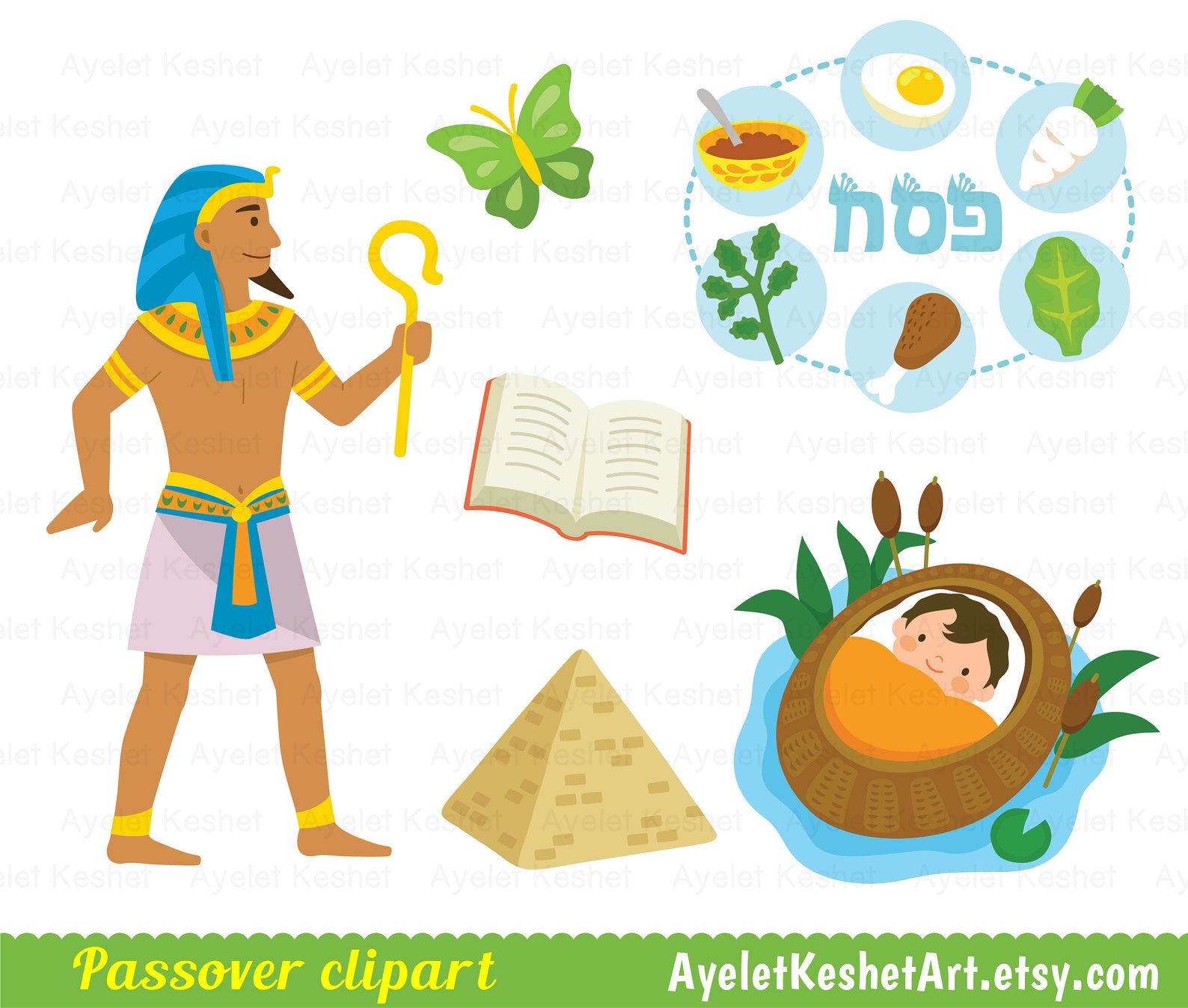 Passover Clipart Set Cute Passover Or Pesach Symbols For Etsy