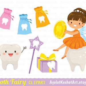 Tooth Fairy Clipart Bundle. Cute Tooth Fairies, Kawaii Teeth, Tooth ...