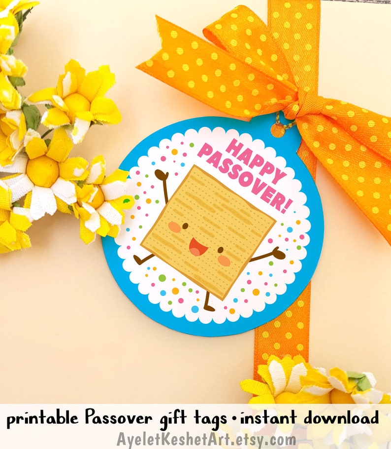 Happy Passover Printable Gift Tag With a Cute Illustration of a Cartoon ...