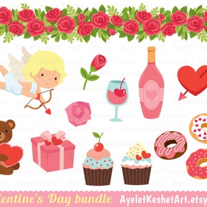 Valentines Day Clipart Bundle. Cute Valentines Clipart and and Digital ...