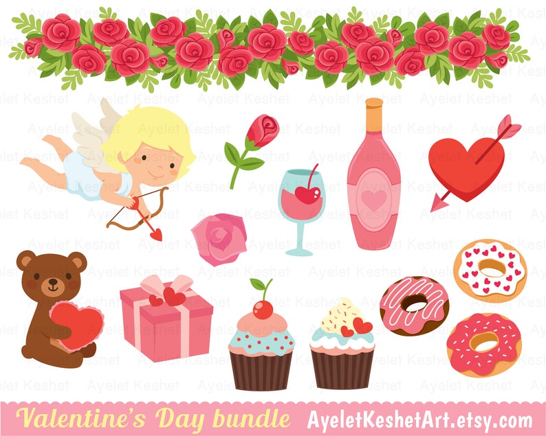 Valentines Day Clipart Bundle. Cute Valentines Clipart and and - Etsy ...