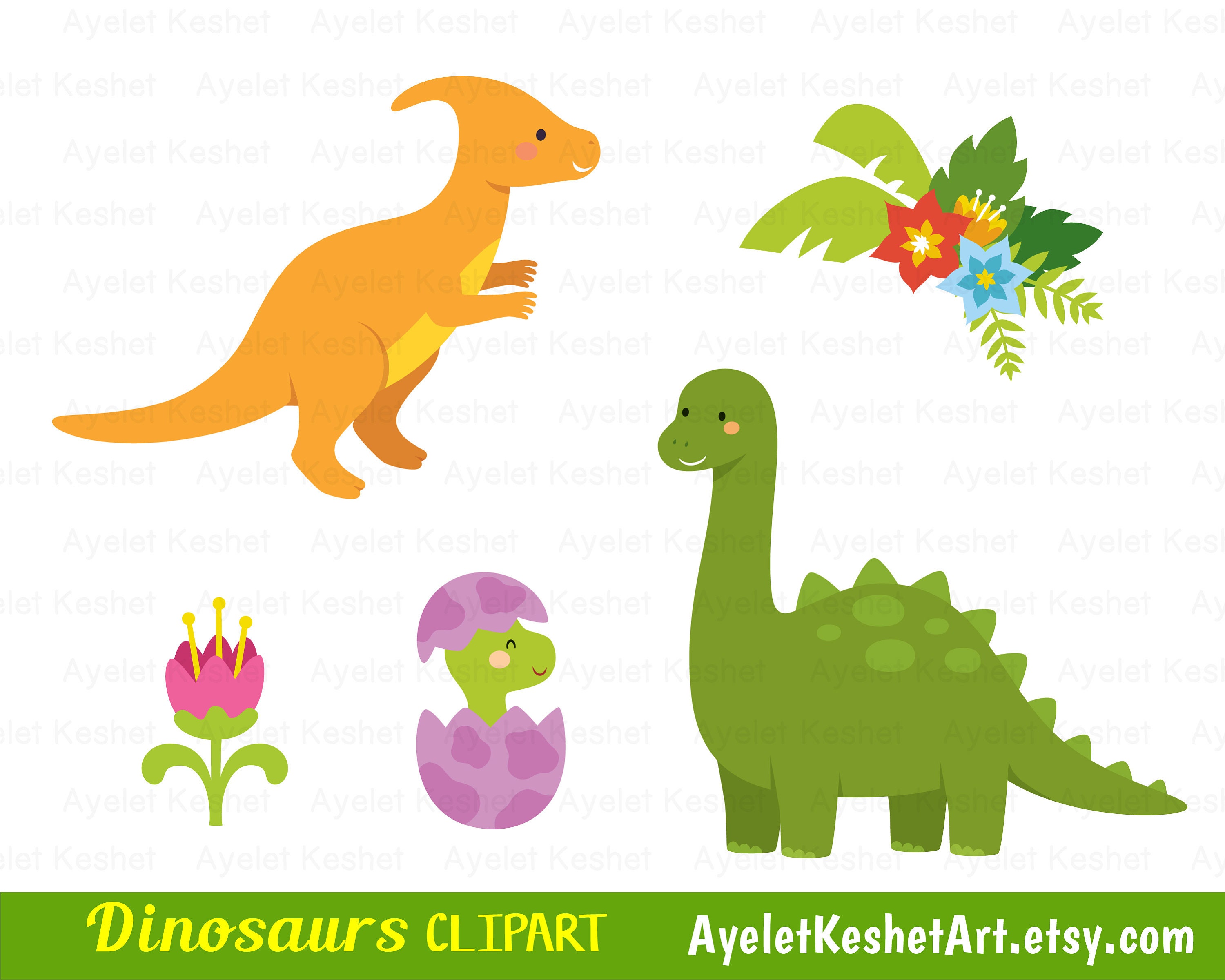 Dinosaur Clipart Set. Cute Dinosaurs Clipart Bundle for - Etsy Canada