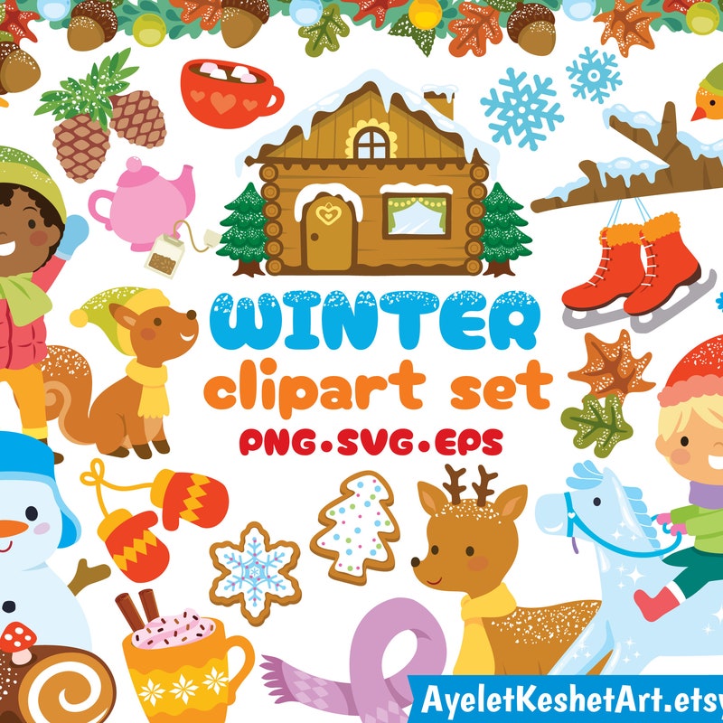 Cute Winter Clipart - Etsy