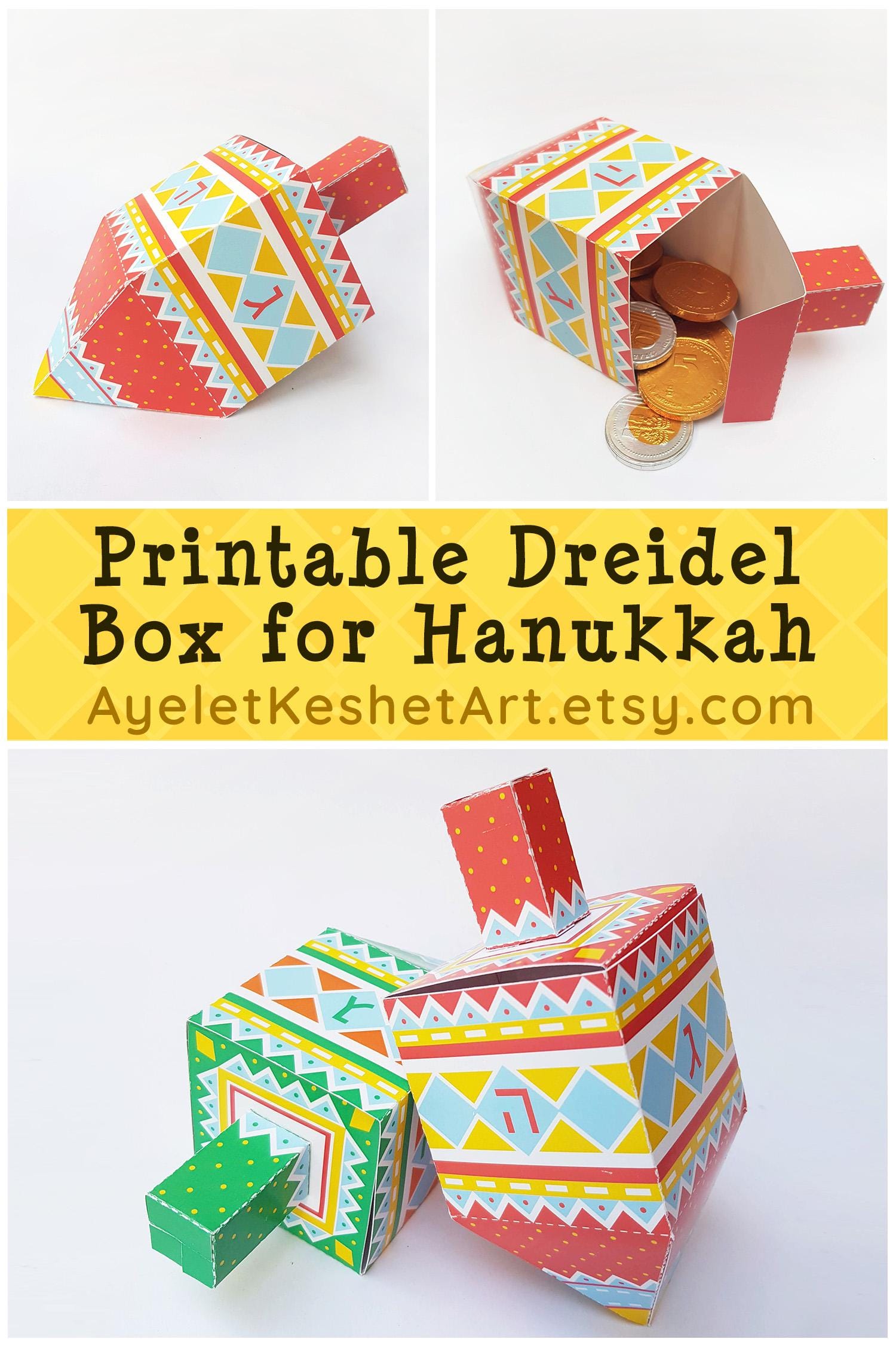 Printable Dreidel Box Template to Make a DIY Favor Box for Hanukkah ...