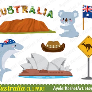 Australia Clipart Bundle. Cute Australian Animals, Australian Symbols ...