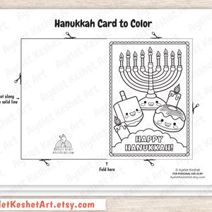 Hanukkah Cards to Color. 3 Coloring Pages of Happy Hanukkah Card. Cute ...