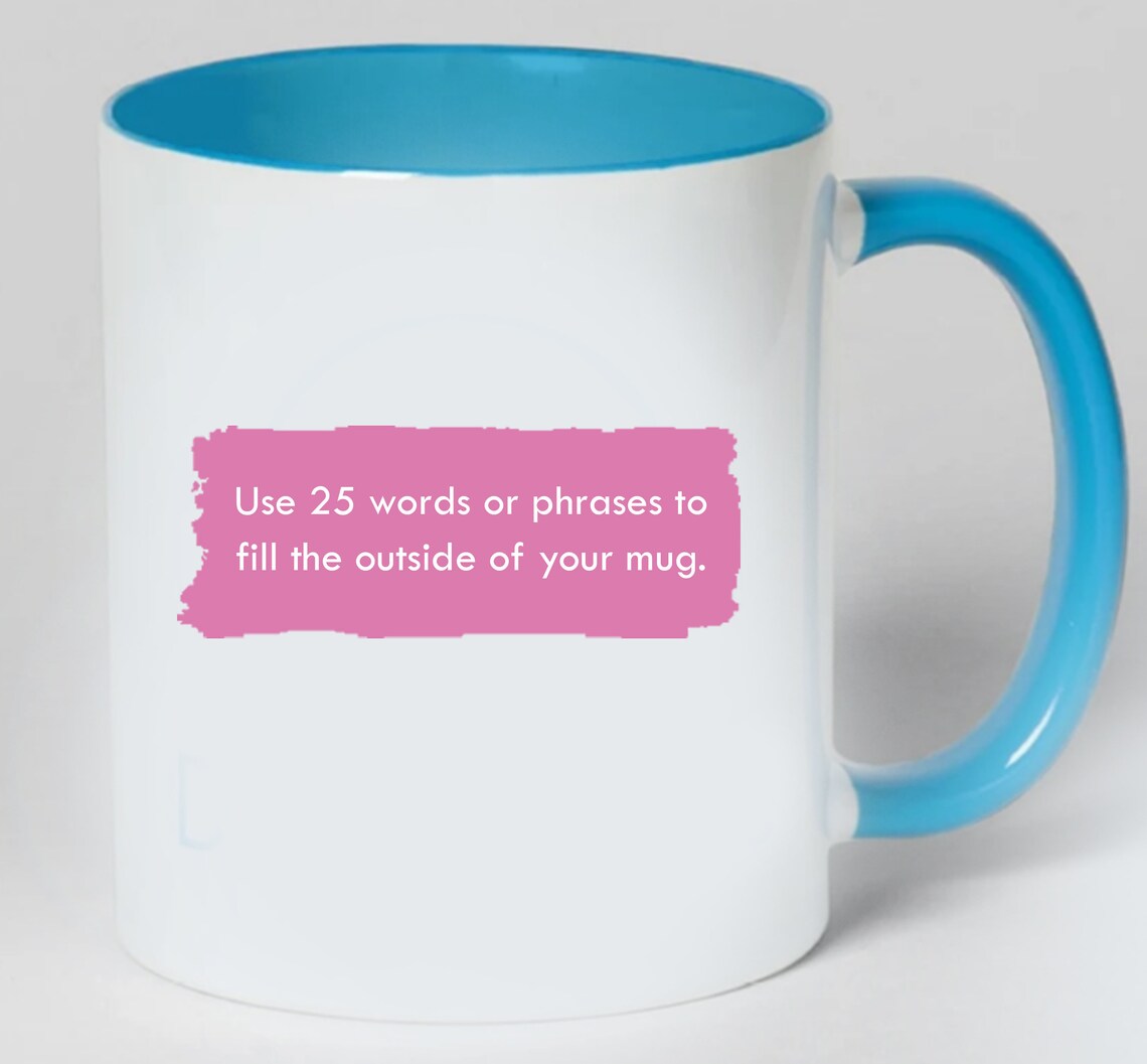 Personalised Word Art Coloured Gift Mug White and Coloured Combo Style ...