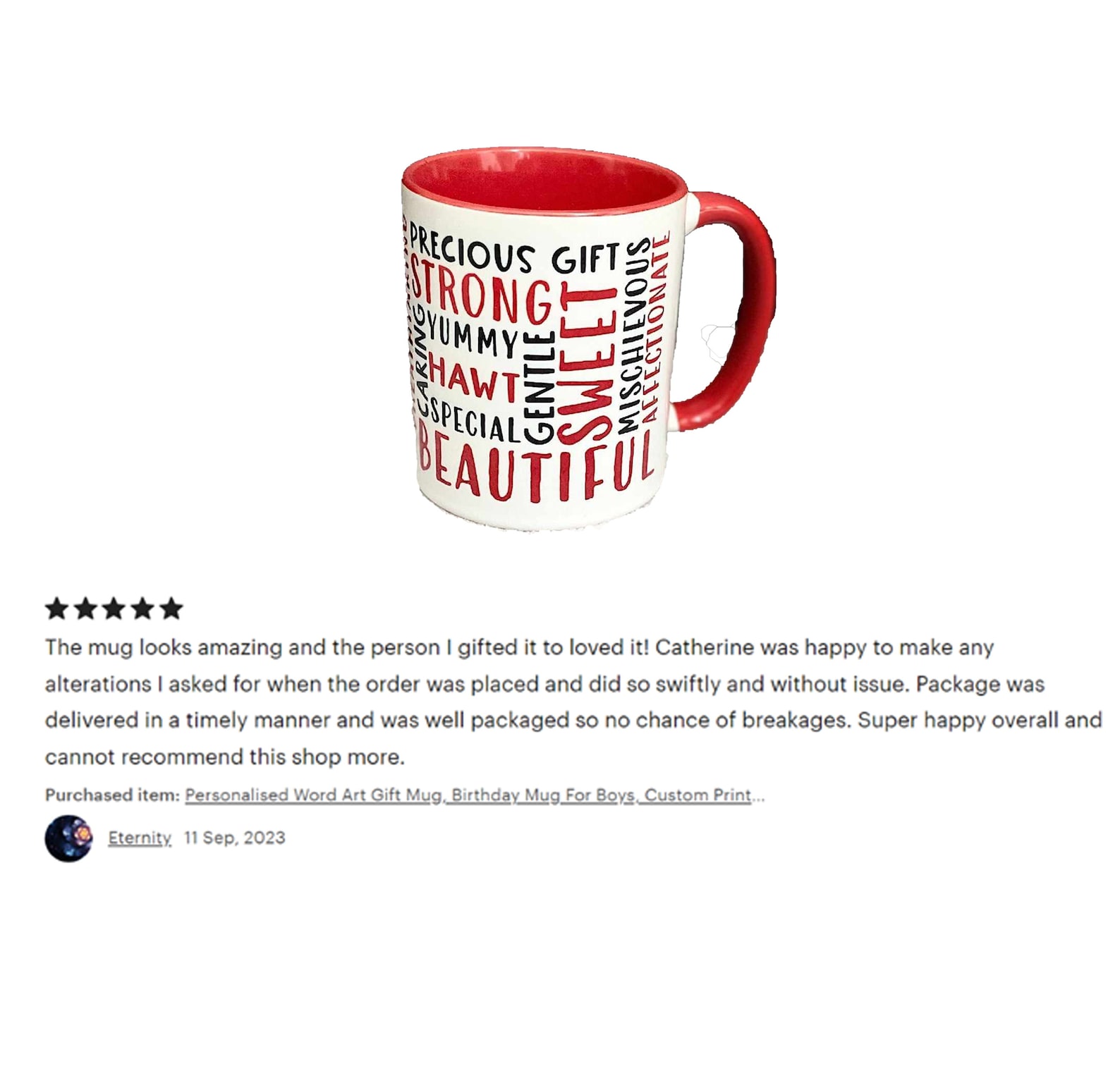 Personalised Word Art Coloured Gift Mug White and Coloured Combo Style ...
