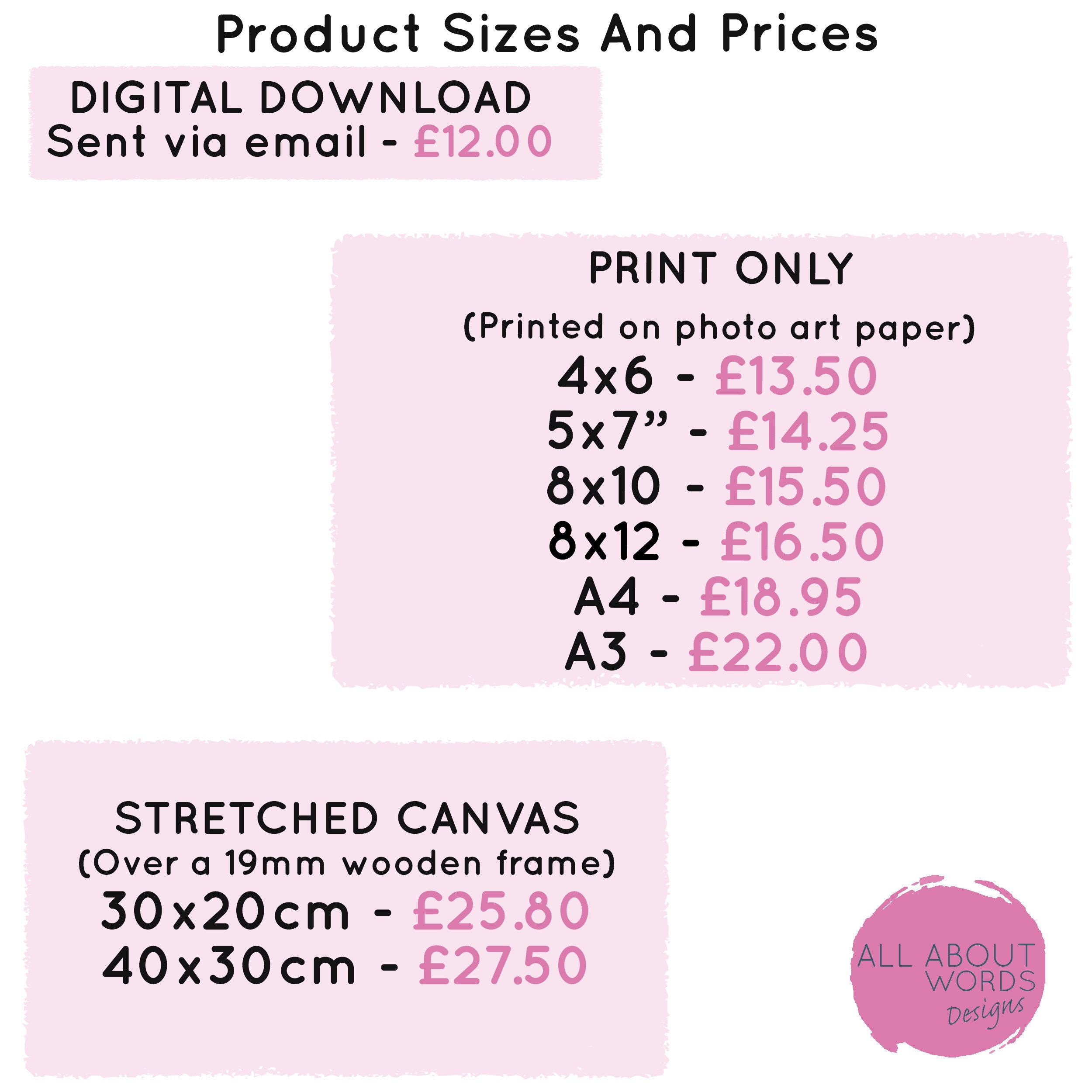 Personalised Word Art Wall Decor Custom Word Canvas - Etsy UK