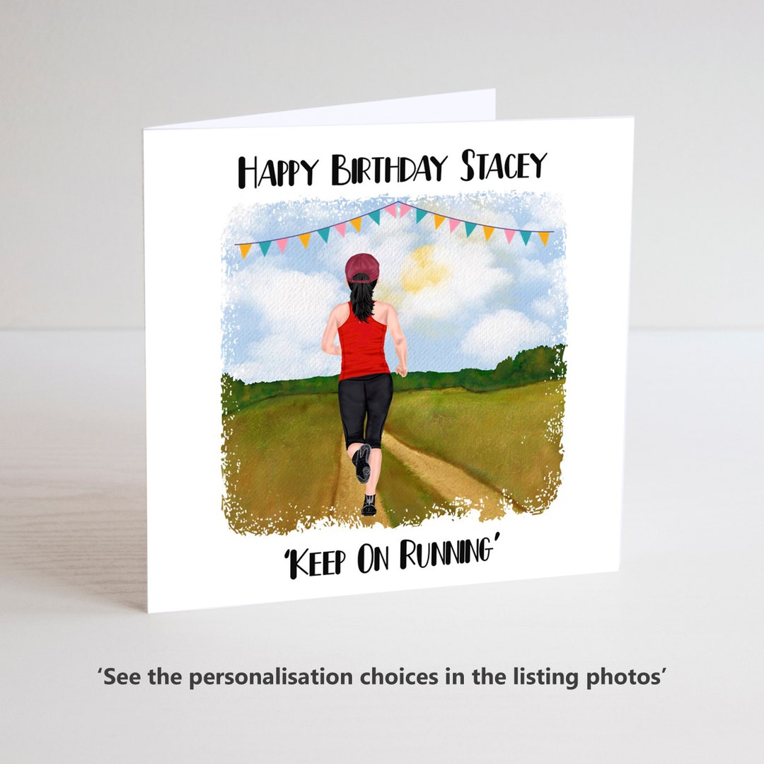 Personalised Running Birthday Card for Her, Keep on Running Card ...