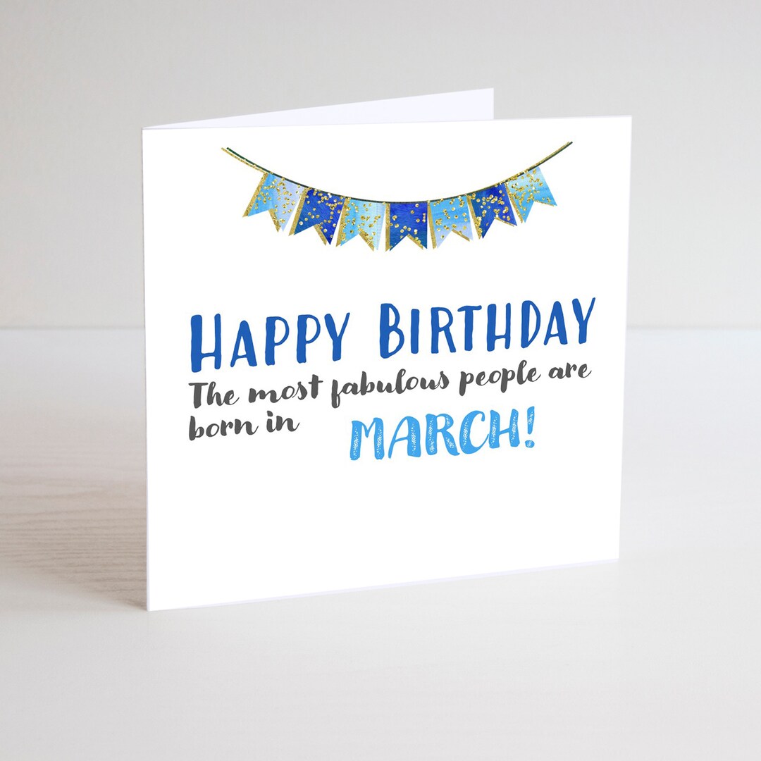 March Birthday Card: FSC Certified, Kraft Envelope - Etsy