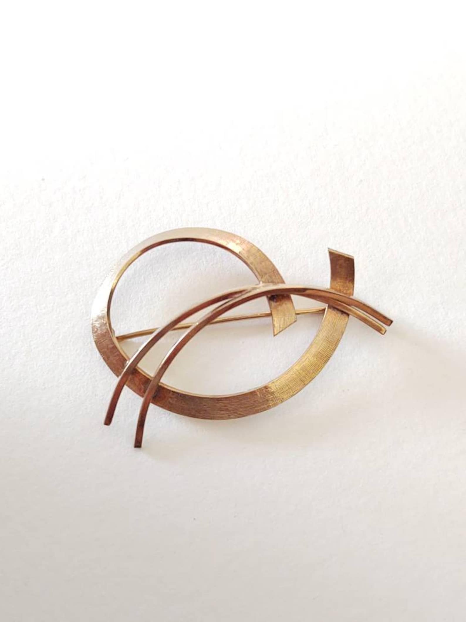 Vintage 1960s Mid Century Modern Swirling Brooch Signed Van | Etsy