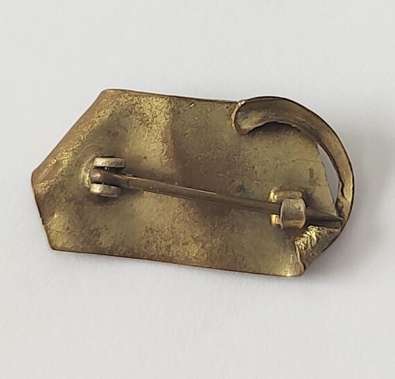 Antique Early 1900s Brass Art Nouveau Pin With Pink T… - Gem