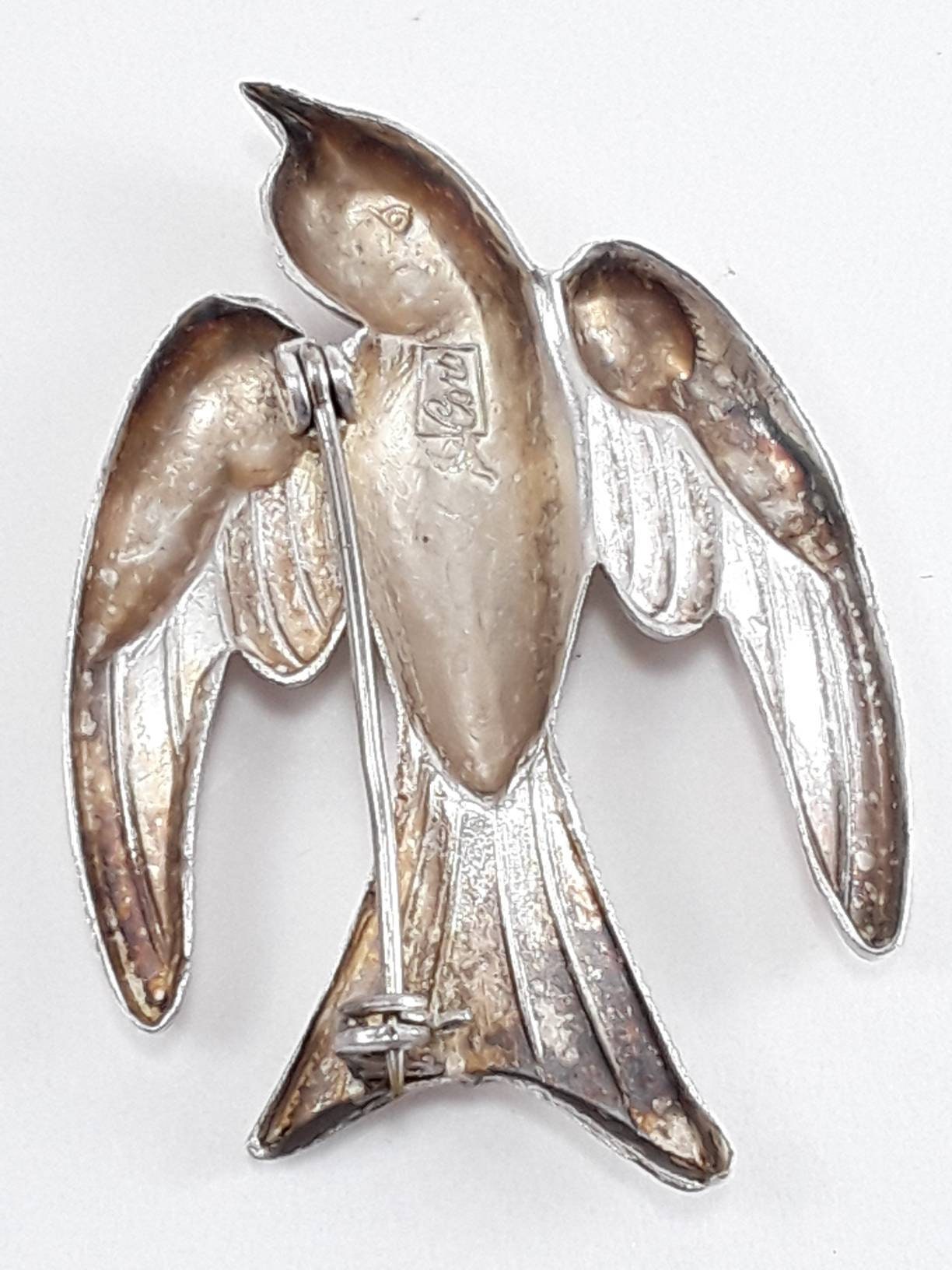 Beautiful Antique Silver Swallow Brooch Signed Coro | Etsy