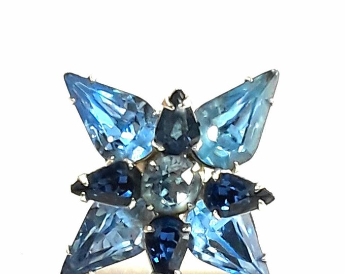 Vintage Baby Blue & Dark Blue Crystal Rhinestone Scatter Pin - Etsy