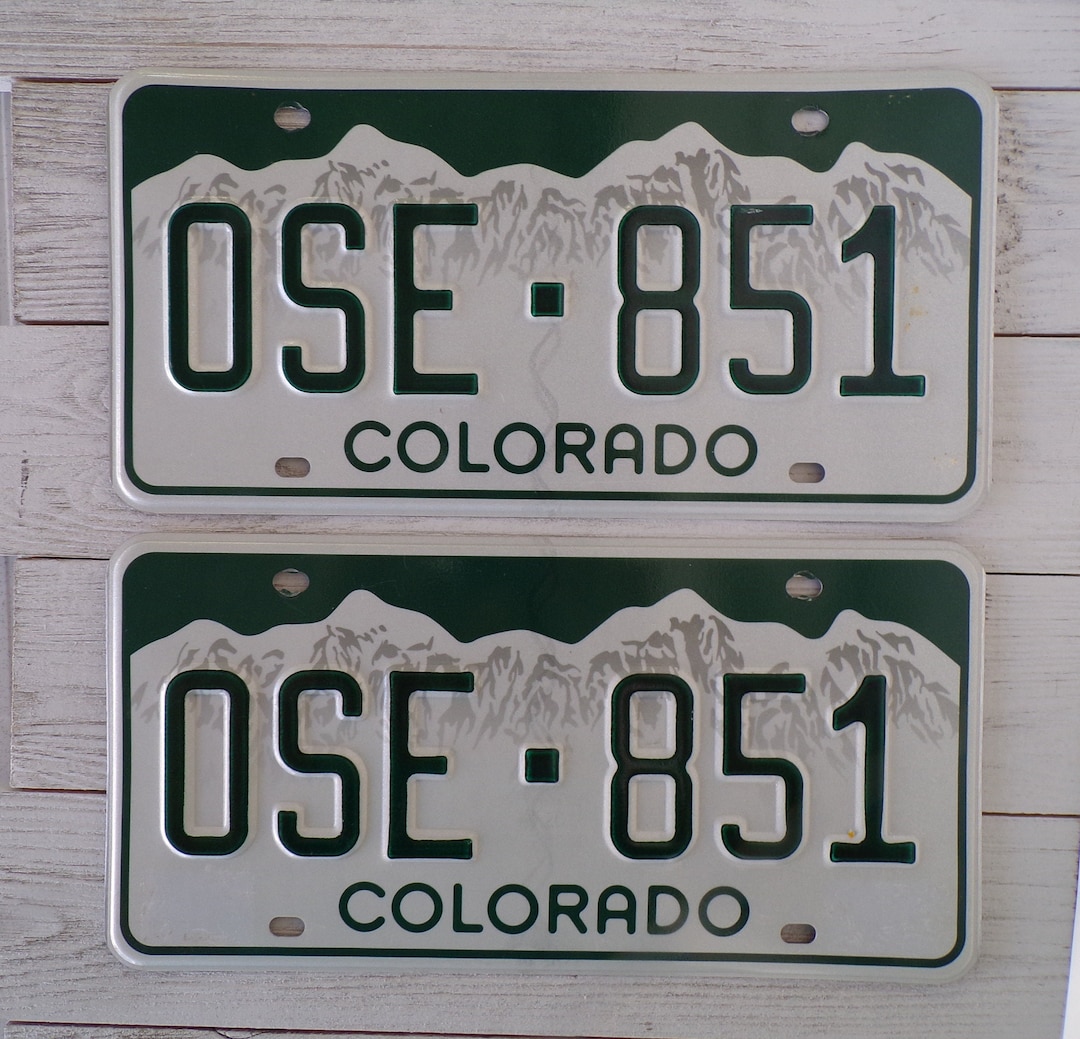 Vintage Colorado License Plates, Set of 2, Green on White CO Car ...