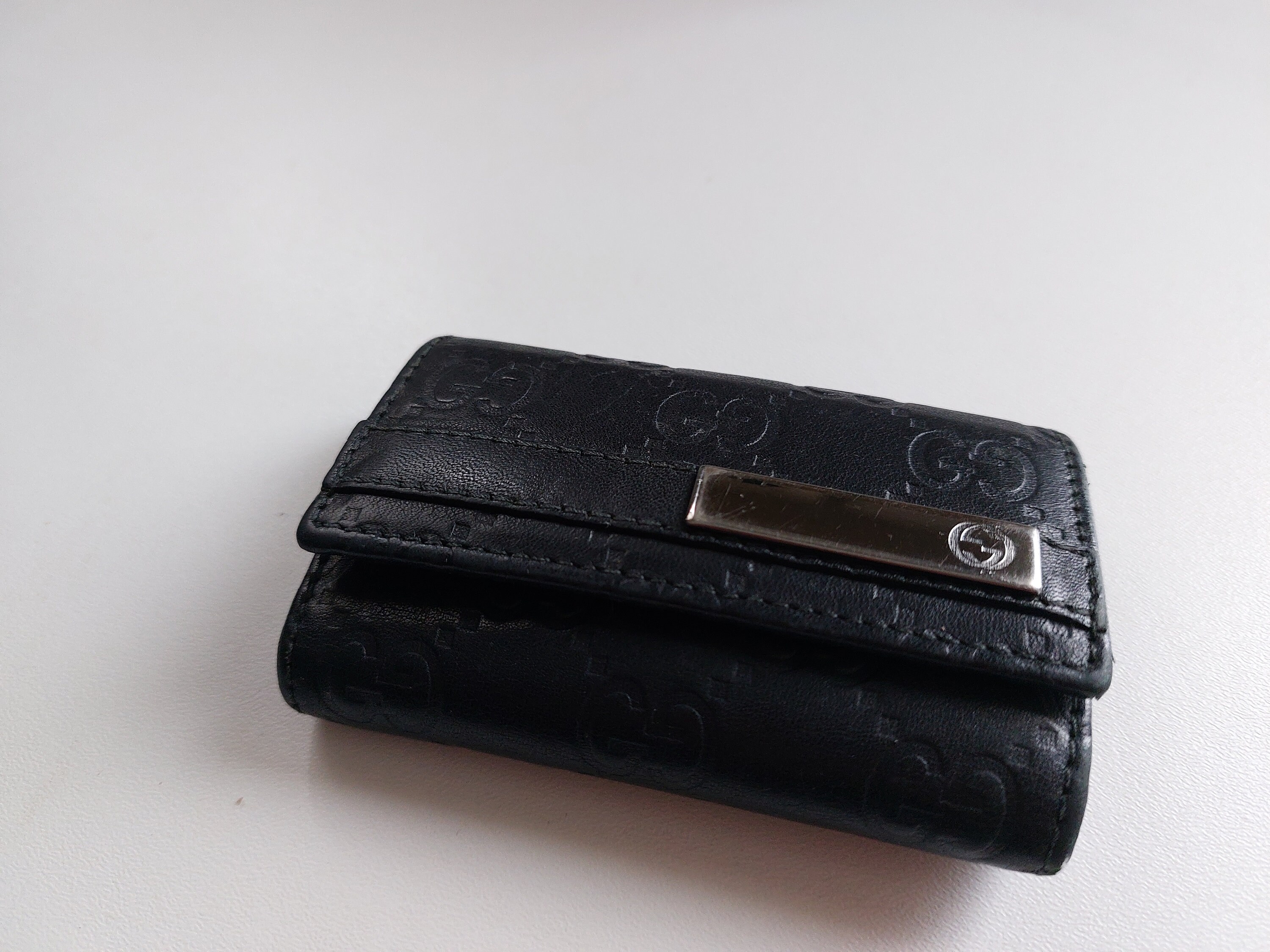 Gucci GG Monogram Black Leather Keyholder Keychain - Etsy