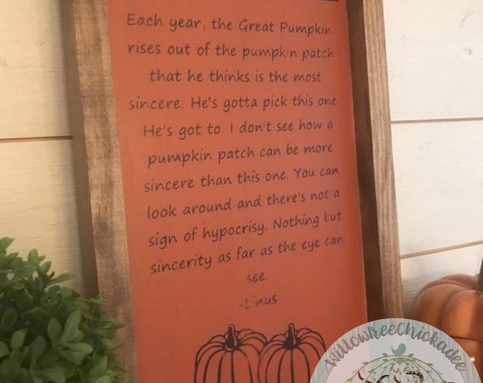 It's the Great Pumpkin, Charlie Brown Quote Sign | Linus | Halloween ...