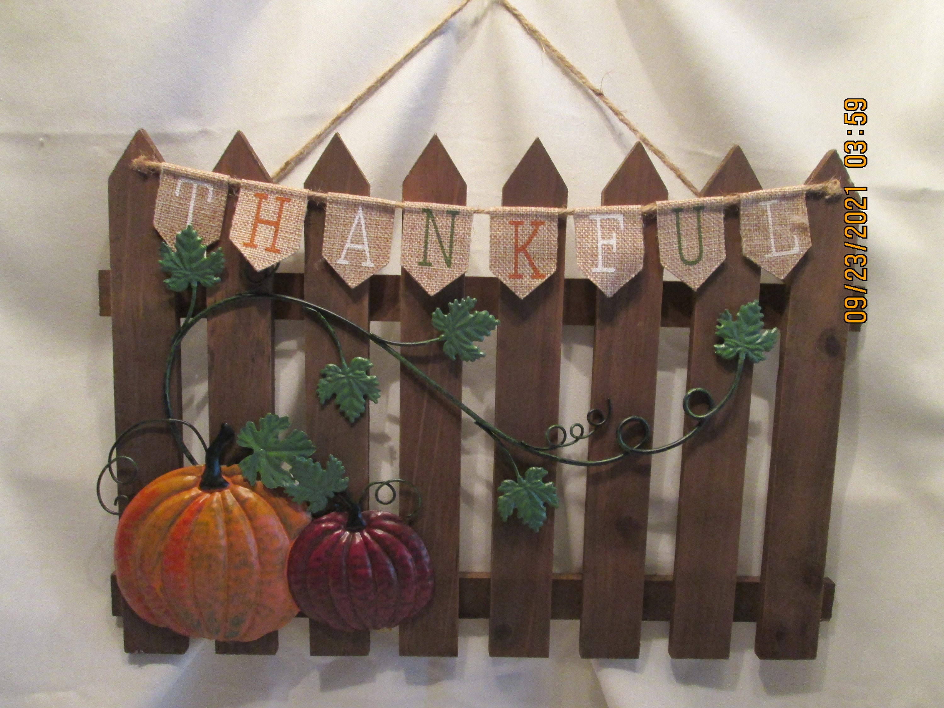 FALL THANKFUL FENCE Picket Style Wood With Banner and Metal Pumpkin - Etsy