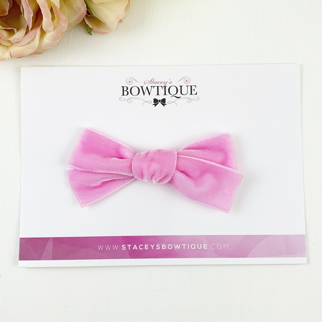 Baby Pink Velvet Bow Ribbon Bow Girl Hair Clips Ribbon - Etsy