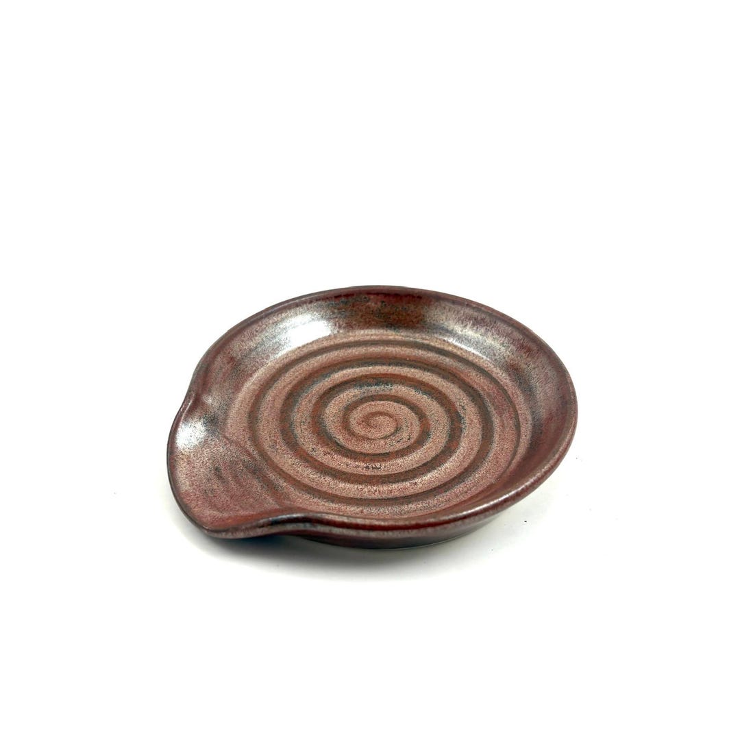 Pottery Spoon Rest, Ceramic Swirled Spoon Rest, Handmade Pottery Spoon ...