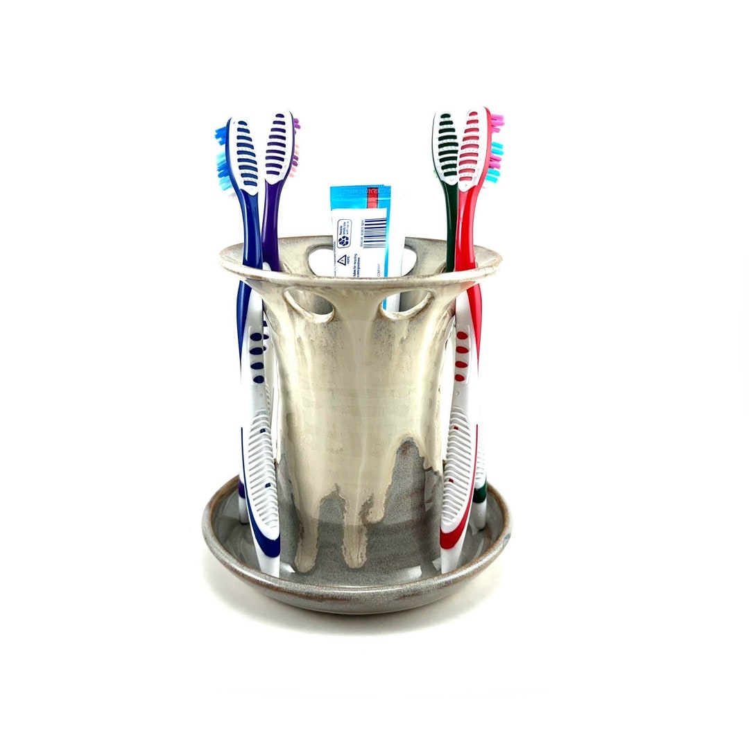 Pottery Toothbrush Holder, Handmade Ceramic Toothbrush and Toothpaste ...