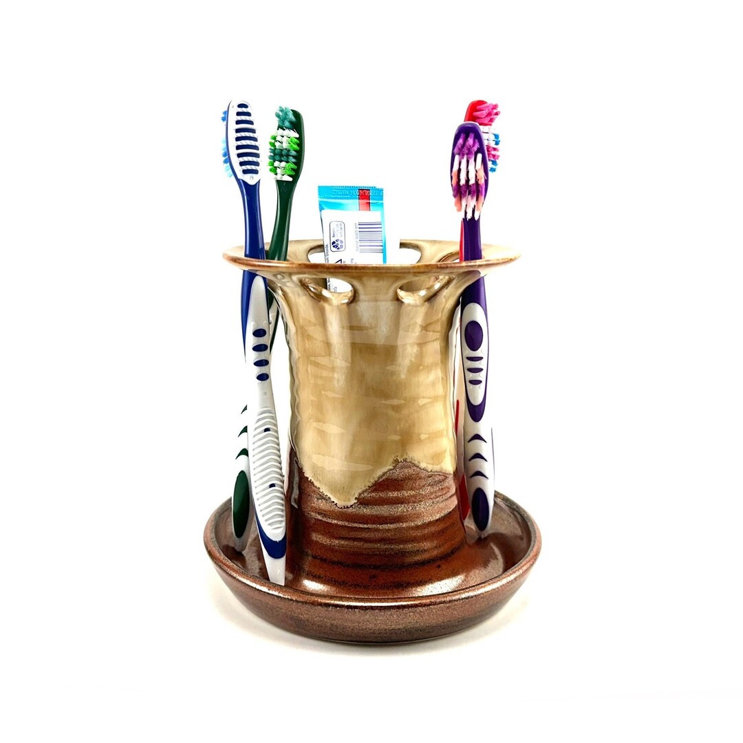 Pottery Toothbrush Holder, Hand Made Ceramic Toothbrush and Toothpaste ...