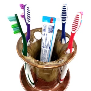 Melted Copper Handmade Pottery Toothbrush Holder, Ceramic Toothbrush ...