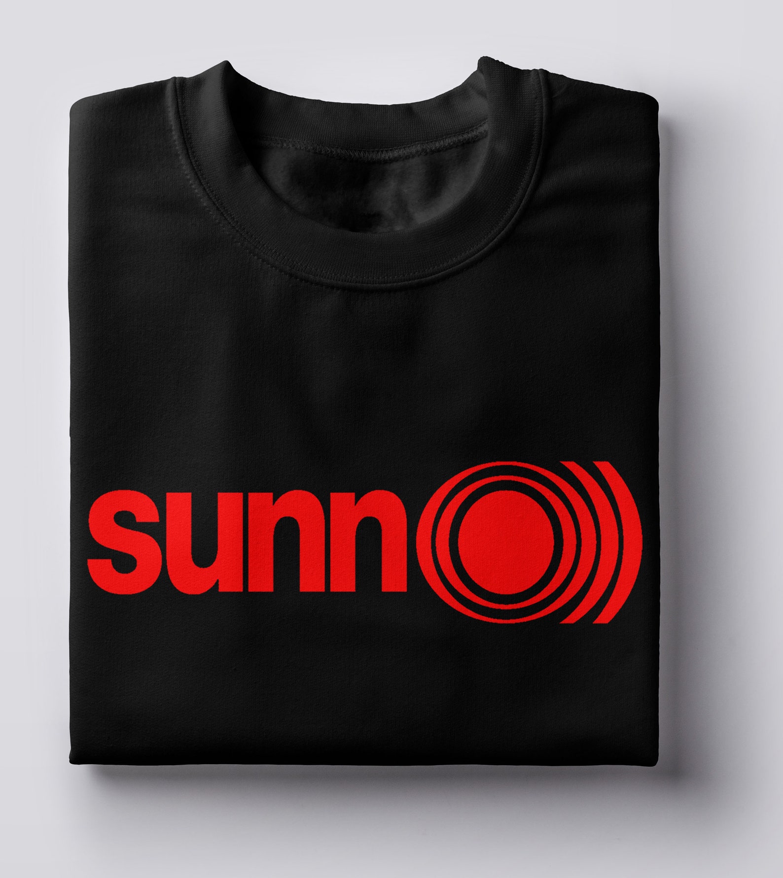 Sunn O Band Logo Black Tee Red Print - Etsy