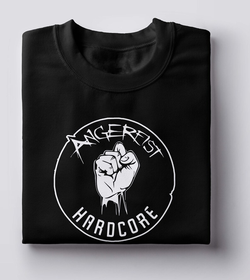 ANGERFIST Hardcore Logo T-shirt Black Tee White Print - Etsy
