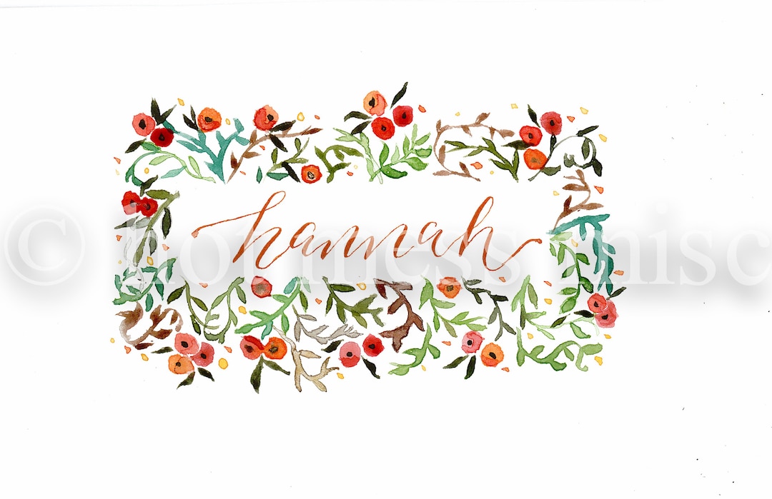 PRINTABLE Hannah Name Floral Artwork Card Tag - Etsy