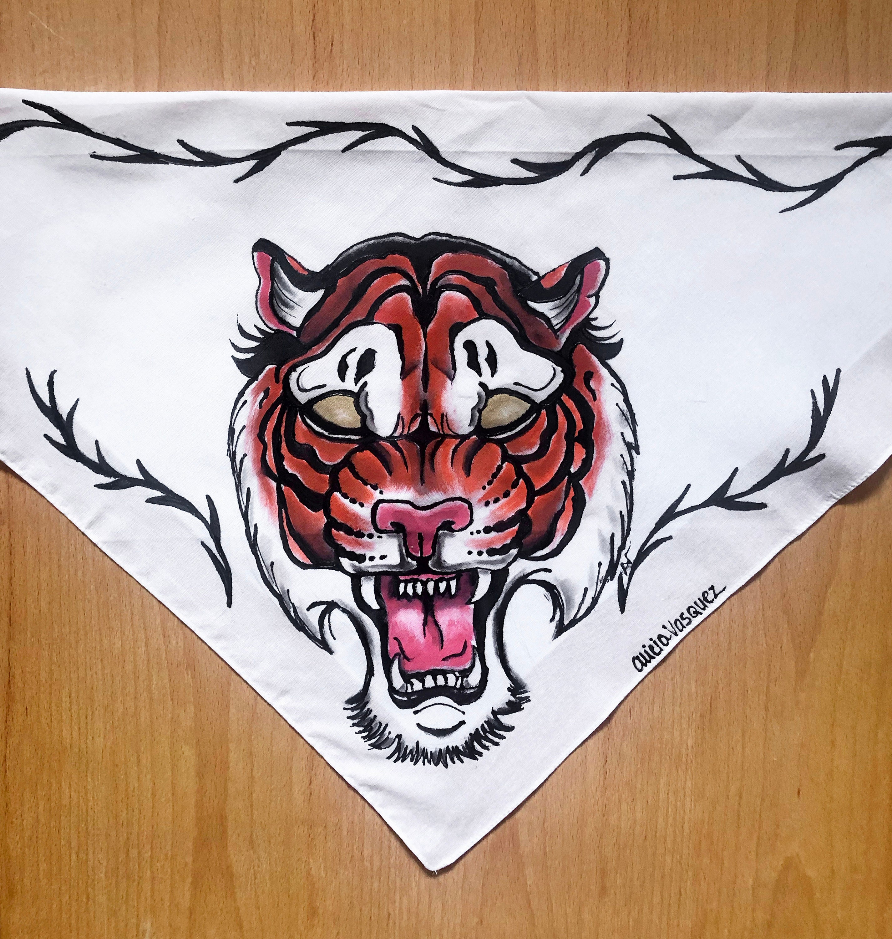 Tiger Face Covering Bandana // Hand Painted // 100% Cotton // Unisex ...