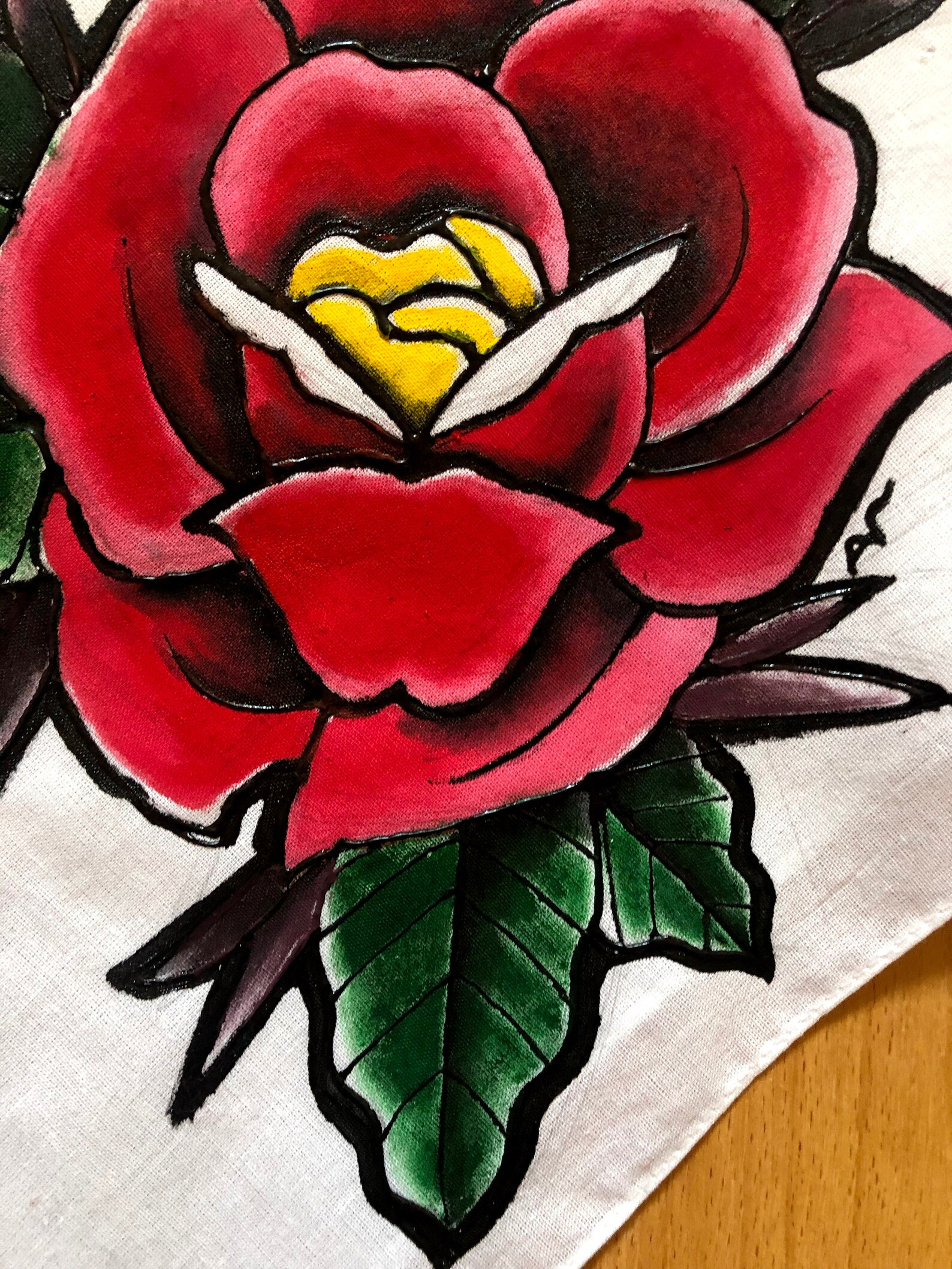 Red Rose Tattoo Face Covering Bandana // Hand Painted // 100% - Etsy