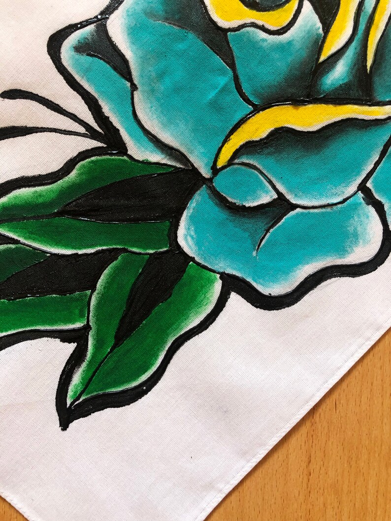 Red Rose Tattoo Face Covering Bandana // Hand Painted // 100% - Etsy