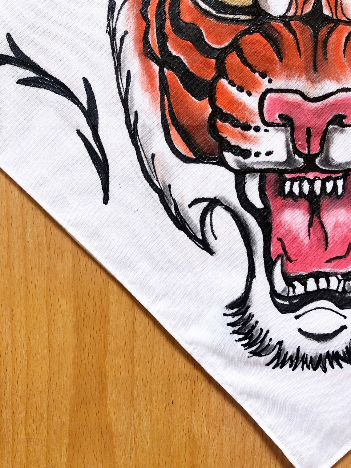 Tiger Face Covering Bandana // Hand Painted // 100% Cotton // Unisex ...