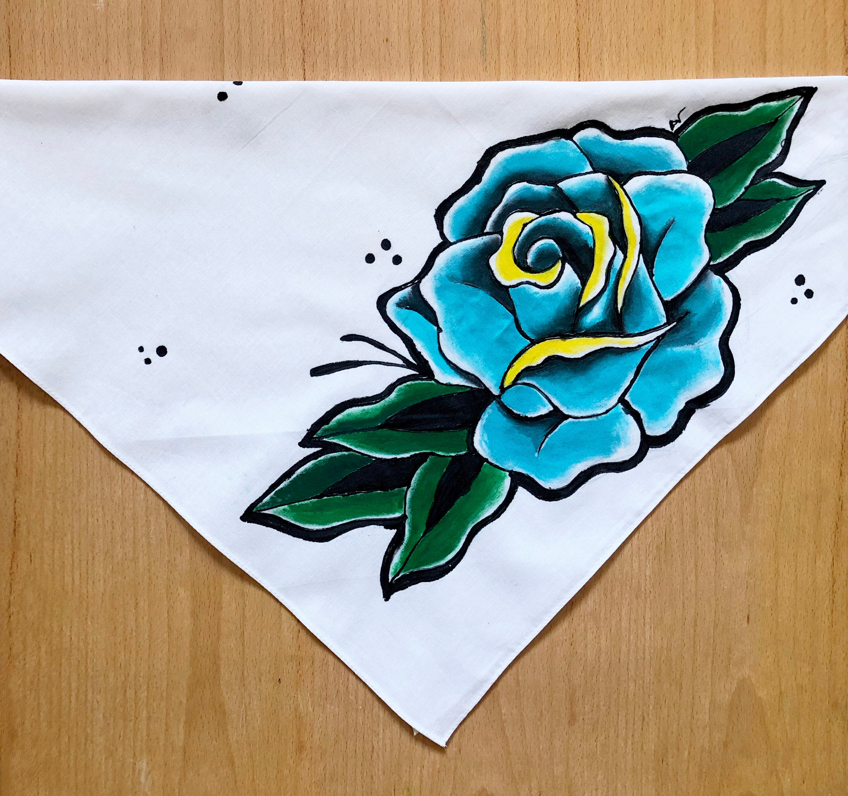 Red Rose Tattoo Face Covering Bandana // Hand Painted // 100% - Etsy
