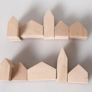 Wooden House Blanks, Set of 5 Small Unfinished House Blocks, Christmas ...